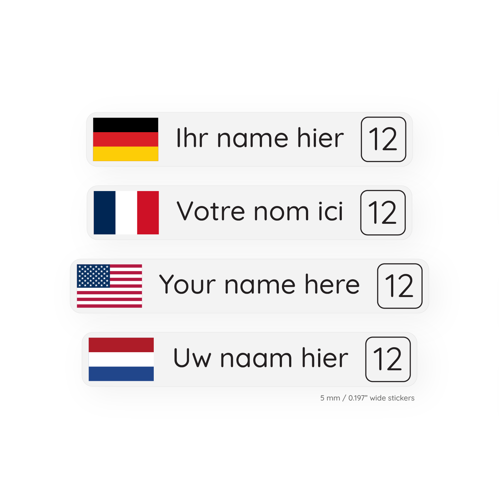 Name stickers - Matt Clear (96 pc) - CustomMadeWraps.com